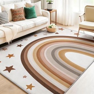 Generic Tapis de Salon Chambre Salle &agrave; Manger Adulte Bureau Design &Eacute;toiles Boh&egrave;mes Minimalistes Poil Court Doux Moelleux 160 x 230 cm, Brun