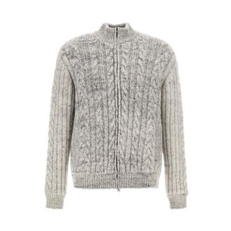 Herno Z Strickjacke mit Zopfmuster und Rippstrick - - Knitwear - Herren - Grau - XL