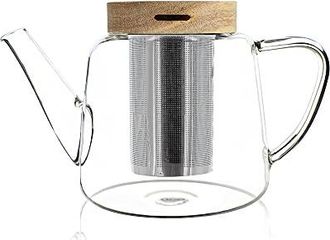 Ogo Living Théièe en verre 680ml - 7912102 - Idéal pour le thé et la tisane - théière en verre borosilicate et couvercle en bois dacacia