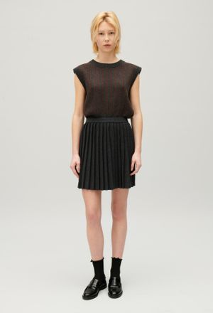 Claudie Pierlot Jupe courte pliss&eacute;e gris chin&eacute;