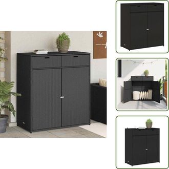 vidaXL The Living Store - Gartenschrank Schwarz 105x55x113 cm Poly Rattan - Outdoor-Schrank - Gartenschrank - Stauraum - Gartenorganisation - Rattan-M&ouml;bel