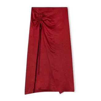 Motivi Femme, Jupes, Rouge, Taille: 36 FR Jupe en satin avec drap&eacute;
