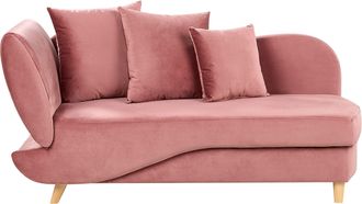 Beliani Chaiselongue Samt rosa linksseitig mit Stauraum Kissen modern Meri II