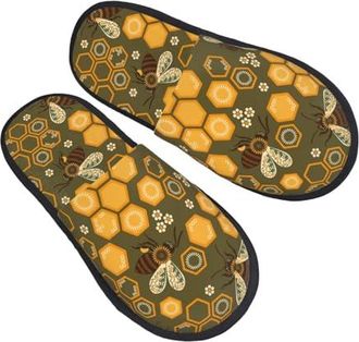 Generic Slippers Abeilles Et Ruches Lavables Pantoufles En Coton R&eacute;utilisables Chaussons Pour Homme Voyage Automne M