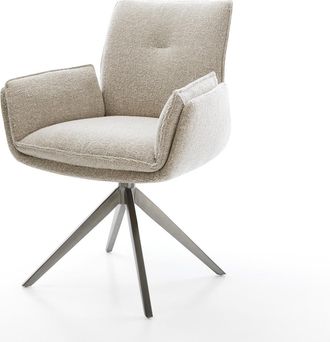 DELIFE Drehstuhl Nela-Flex Webstoff Soft Beige Kreuzgestell breit Graphit 360&deg; drehbar Wippfunktion, Esszimmerst&uuml;hle