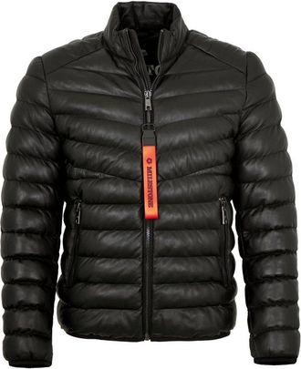 Milestone Lederjacke MSHendrik Milestone - Herren Lederjacke Steppjacke Lammnappa schwarz