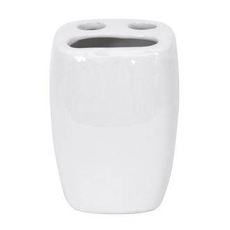 MSV 140451 Zahnb&uuml;rstenhalter Keramik wei&szlig; 7 x 7 x 10 cm