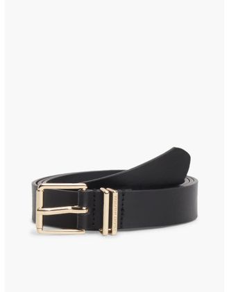 Tommy Hilfiger Lederg&uuml;rtel in Schwarz mit eckiger Schnalle und Logo-Schlaufe