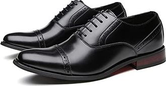 Generic Chaussures Oxford habill&eacute;es for Hommes, &agrave; Lacets, Bout Droit, Bout Bruni Noir, Cuir antid&eacute;rapant, Semelle en Caoutchouc antid&eacute;rapante, Talon carr&eacute;, Ma