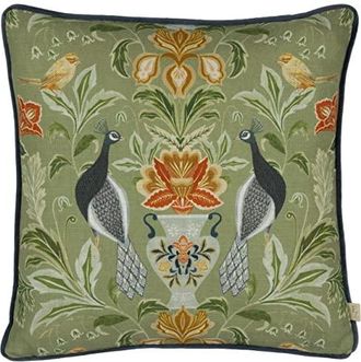 Evans Lichfield Chatsworth Kissen Pfau, Polyester, gefüllt, 43 x 43 cm, Salbeigrün