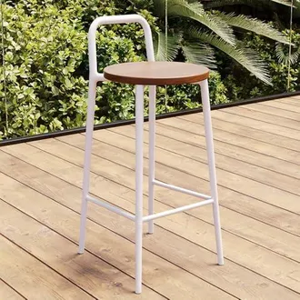 Generic Tabourets de bar ronds industriels avec dossier et repose-pieds - Chaises de comptoir de cuisine &eacute;l&eacute;gantes blanches de 65 cm de hauteur, parfaites pou