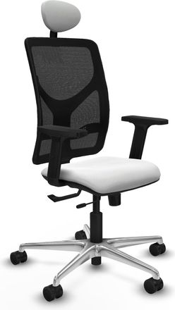 Piqueras y Crespo Wei&szlig;er Computerstuhl mit 2D-Armen, h&ouml;henverstellbare Lendenwirbelst&uuml;tze und festes Kopfteil, ausgestattet mit Syncro/Traslack und Schneideschaum, Schw