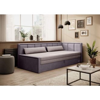 E-MEUBLES Sofa mit Schlaffunktion und Bettkasten Couch f&uuml;r Wohnzimmer Schlafsofa, Polstersofa Wohnlandschaft mit Bettfunktion - 214x77x82 cm - fulo (Rechts