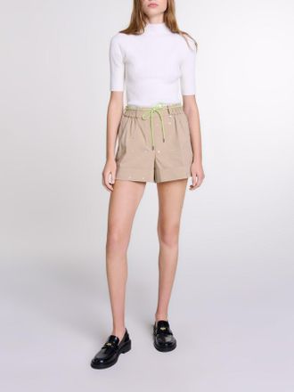 Maje Baumwollshorts Mit Nieten - Beige - Gr&ouml;&szlig;e 38 - Maje