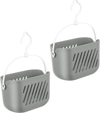 SOLUSTRE 2 St&uuml;ck Kunststoff H&auml;ngekorb Wand Organizer mit Haken Platzsparender K&uuml;chen Duschkorb zur Aufbewahrung von Kosmetik Handt&uuml;chern und Badutensilien Lang