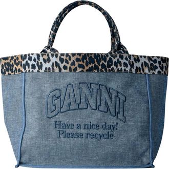 Ganni Femme, Sacs, Bleu, Taille: ONE Size Medium Trapeze Reversible Shopper Bag