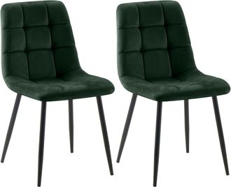 Clp 2er Set Esszimmerstuhl Tilde, Küchenstühle gepolstert mit gestepptem Bezug, Polsterstühle mit Metallgestell, bis 150 kg belastbar, Farbe:grün, Materia