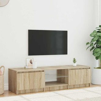 vidaXL Vidaxl - Meuble tv avec lumi&egrave;res led Ch&ecirc;ne fum&eacute; 140x40x36 cm