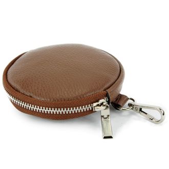 modamoda.de P10 / P08 Damen Leder Rauleder Geldb&ouml;rse M&uuml;nzgeldb&ouml;rse Taschenanh&auml;nger &oslash; 11,5 cm handmade in Italy, Farbe:Schokobraun