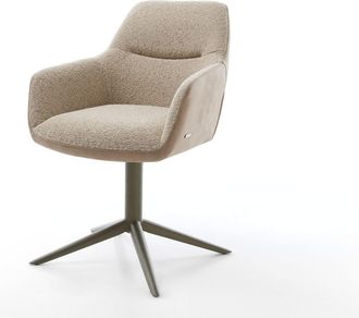DELIFE Drehstuhl Pejo-Flex Materialmix Schlamm Fu&szlig;kreuz Effektfinish Titan 360&deg; drehbar Wippfunktion Taschenfederkern, Esszimmerst&uuml;hle