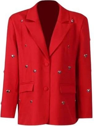 Generic Veste de costume &eacute;l&eacute;gante &agrave; double bouton pour femme, Rouge, S