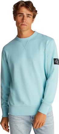 Calvin Klein Herren Sweatshirt Badge Crew Neck aus Baumwolle, Blau (Fresh Mint), XS