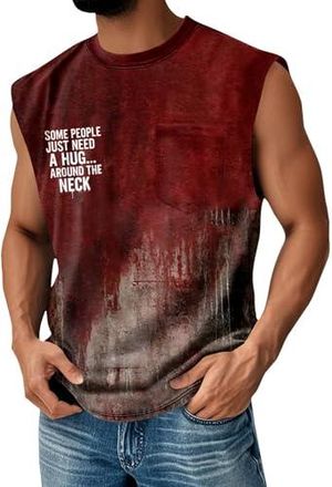 Generic Costume dHalloween pour homme - T-shirt sans manches avec imprimé de taches de sang réaliste - Haut confortable et décontracté pour festivals, cosplay