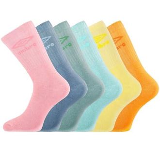 Umbro Homme Chaussettes Umb/1/Tenx6, Jaune P&acirc;le/Bleu Clair/Mauve/Vert/Orange/Rose Clair, 39-42 EU