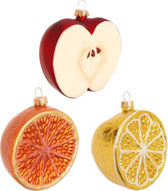 Krebs Glas Lauscha Weihnachtsdekoration/Christbaumschmuck aus Glas - Obst-Set - Farbe: Orange, Gelb und Rot - Größe: ca. 7,5-8 cm