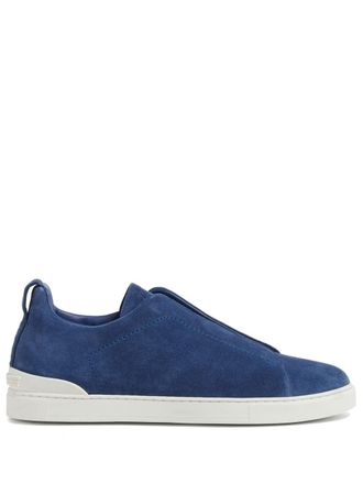 Ermenegildo Zegna baskets Triple Stitch en daim - Bleu