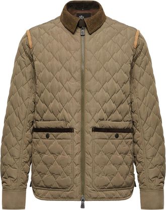 Moncler Moncler Surchemise &Agrave; Bordures En Velours C&ocirc;tel&eacute; Et Loden Soleil, Homme, Vert, Taille: 1