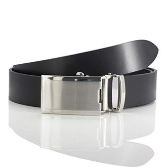 Lindenmann Mens leather belt/Mens belt, leather belt XL with autolock buckle, black, Gr&ouml;&szlig;e/Size:120;Farbe/Color:black
