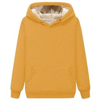 Generic Sweat &agrave; capuche en coton pour femme avec doublure en polaire chaude Sherpa, jaune, XXL