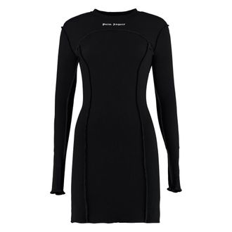 Palm Angels Femme, Robes, Noir, Taille: 40 FR Mini-robe c&ocirc;tel&eacute;e &agrave; logo