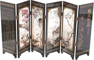 BESPORTBLE Kleiner Paravent im Antik Stil mit Pflaumenbl&uuml;ten und Bambus Faltbarer Raumteiler f&uuml;r Wohnzimmer und Arbeitszimmer Dekorative Schreibtischdekoration K