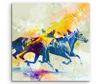 Paul Sinus Art Pferderennen 60x60cm Wandbild SPORTBILD Aquarell Art tolle Farben von Paul Sinus