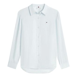 Tommy Hilfiger Femme, Blouses et Chemises, Bleu, Taille: 40 FR Chemise en lin coupe d&eacute;contract&eacute;e