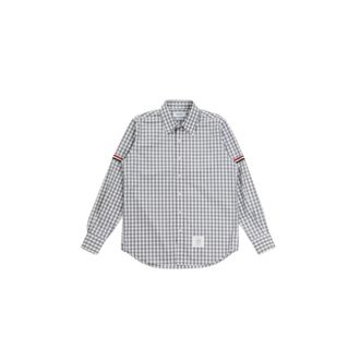 Thom Browne Homme, Chemises, Gris, Taille: XL Chemise en popeline de coton à carreaux