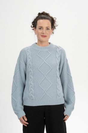 Mela Damen vegan Zopfstrickpullover Samaira Wolkenblau