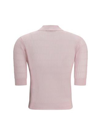 Max Mara Womens Polo Gallo Wool And Silk Rosa Silk; Ovis Aries Knitwear Sweater