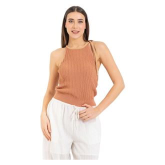 Kocca Femme, Tops, Rose, Taille: 40 FR Ribbed Sleeveless Top