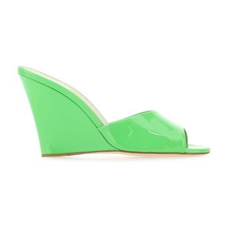 PARIS TEXAS Wanda Mules mit offenem Zeh und Keilabsatz - - Shoes - Damen - Gr&uuml;n - 37 EU