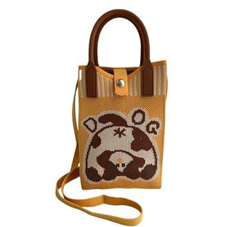 Generic Sac &agrave; bandouli&egrave;re tricot&eacute; pour t&eacute;l&eacute;phone portable avec boucle magn&eacute;tique, sac &agrave; bandouli&egrave;re carr&eacute; vertical en fibre de polyester, 12 x 18 cm avec sang