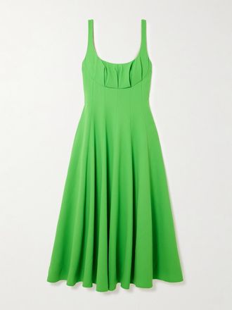 Emilia Wickstead Robe Midi En Crêpe De Laine À Plis Collins - Vert