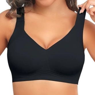 Generic Soutien-gorge push-up sans fil &agrave; couverture compl&egrave;te pour femme, soutien-gorge sans couture avec soutien doux et confortable, Noir, 3XL