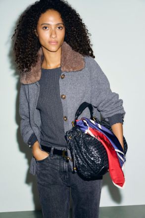Gerard Darel Gilet en cachemire avec col et mitaines - RHIZA - Gris Chin&eacute;