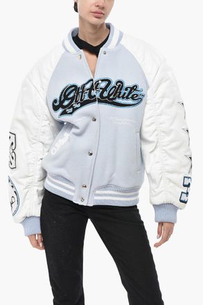 Off-white Wool-Cloth Bomber MOON WHEEL With Leather Sleeves Off-White
