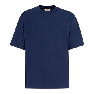 Marni Oversized T-Shirt mit Patches - - Tops - Herren - Blau - 2XL