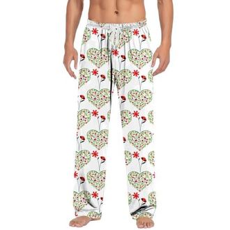 Generic Pantalon de pyjama long confortable pour homme sur le th&egrave;me de la Saint-Valentin avec poche motif coeur cordon de serrage taille &eacute;lastique, rose vif, 