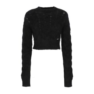 Dsquared2 Schwarzer Mohair-Cropped-Pullover - - Knitwear - Damen - Schwarzk - S